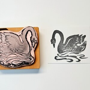 Swan Stamp, Wildlife Stamps, Bird Watcher, Hand Carved Rubber Stamp ...