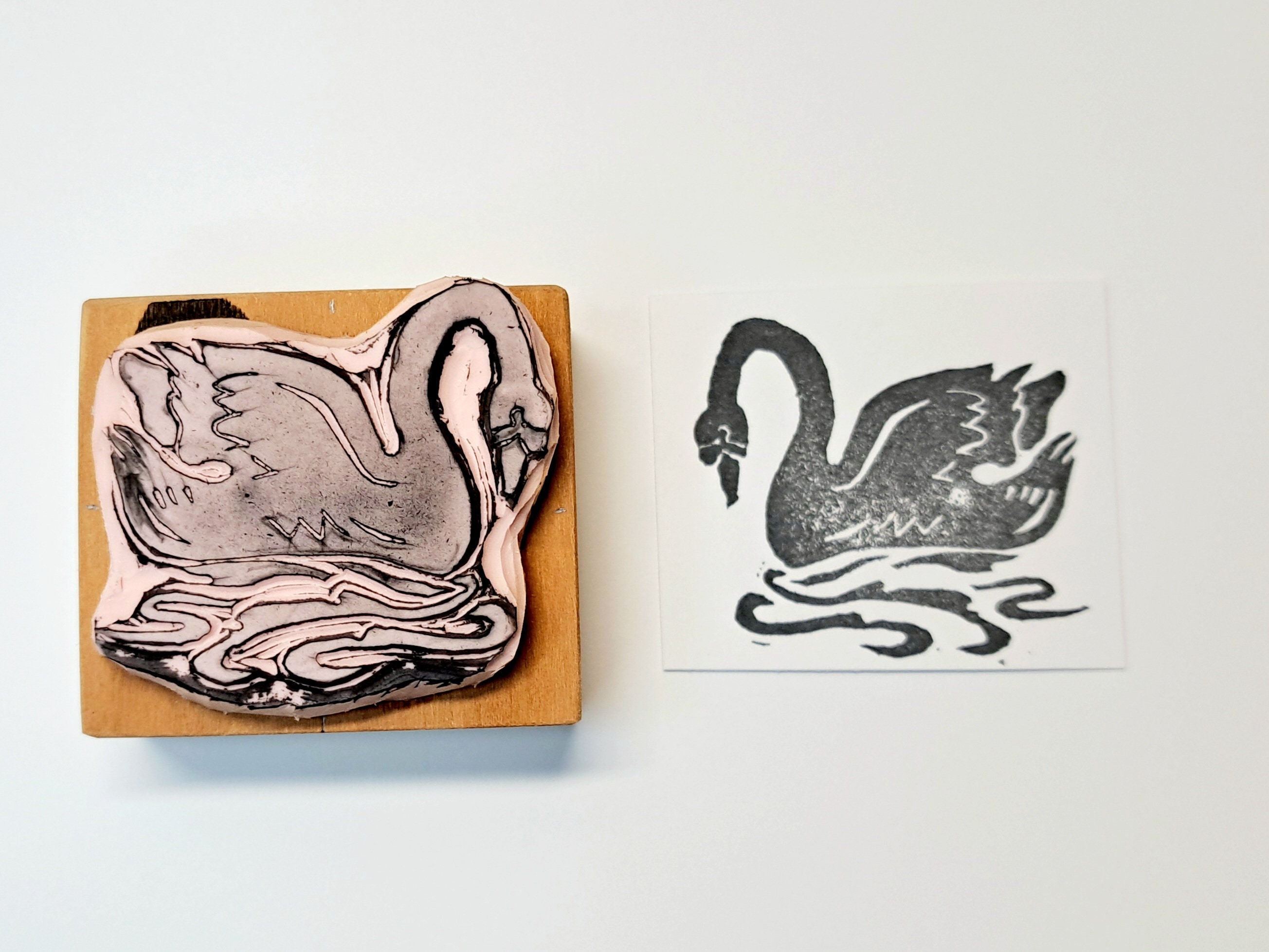 Swan Stamp, Wildlife Stamps, Bird Watcher, Hand Carved Rubber Stamp ...