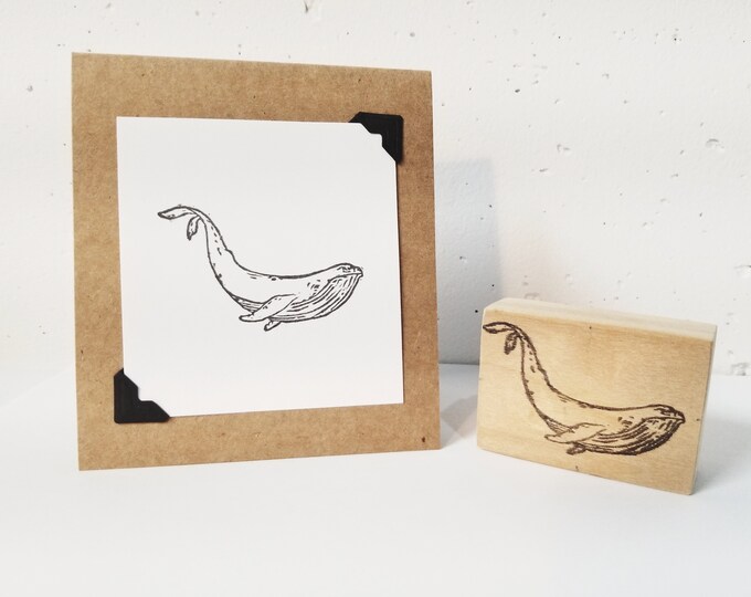 Whale Stamp, Hand Carved Rubber Stamp, Ocean Theme, Scrapbooking Stamp ...