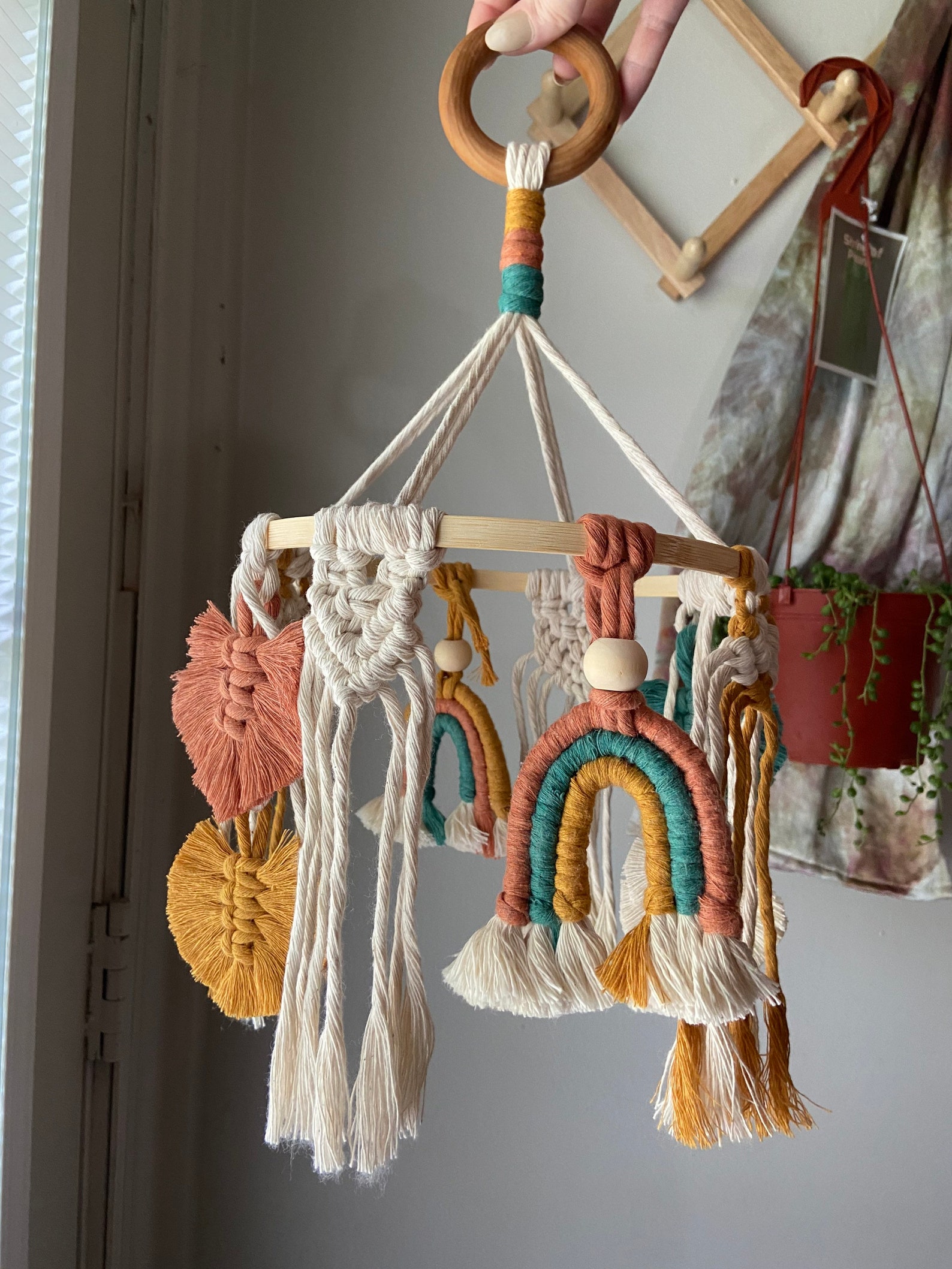 Boho Macrame Nursery Mobile 35 Colors - Etsy