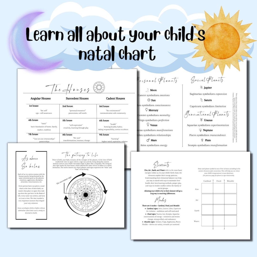 Childrens Natal Chart Study Guide for Parents - Etsy