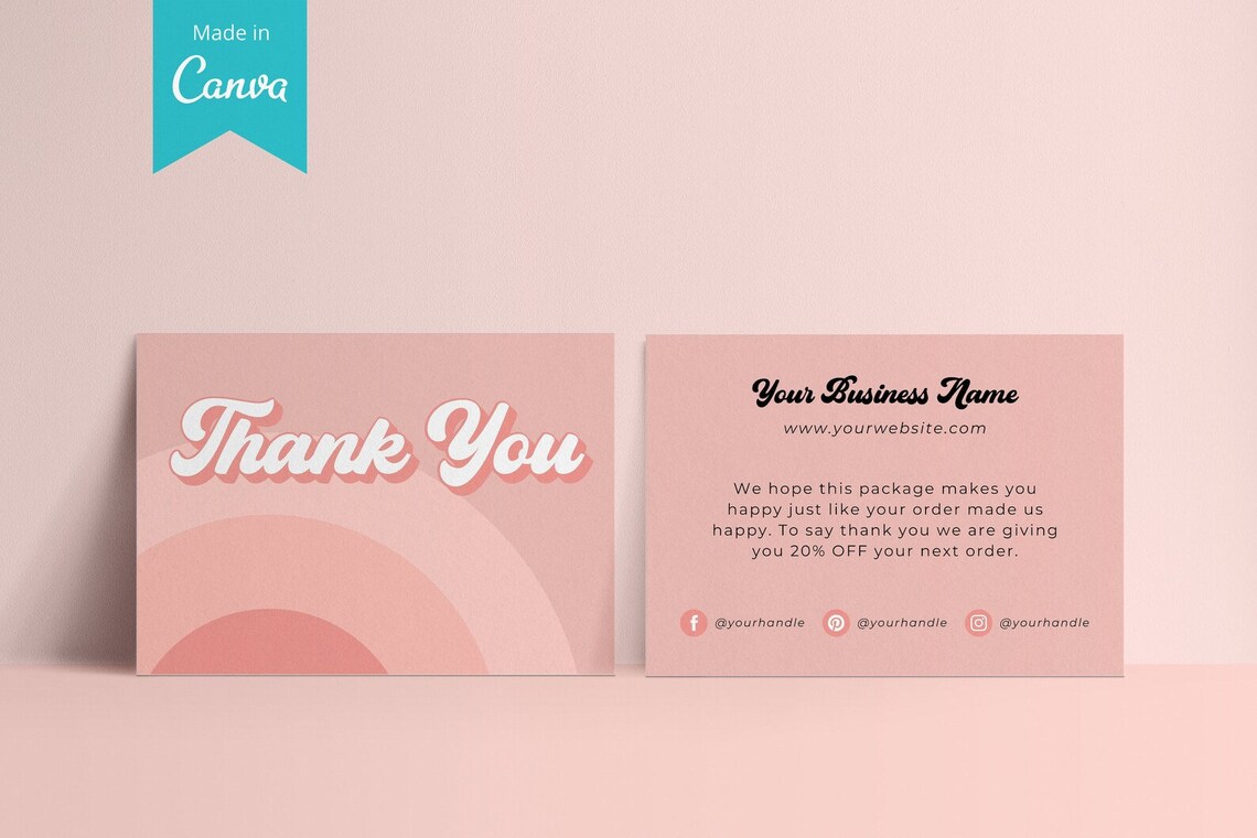 Editable Business Thank You Card Printable, Thanks for Your Purchase ...