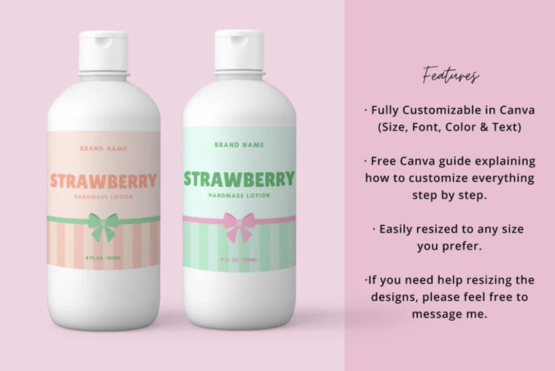 Fully Editable Body Product Label Template 4 Sizes DIY - Etsy