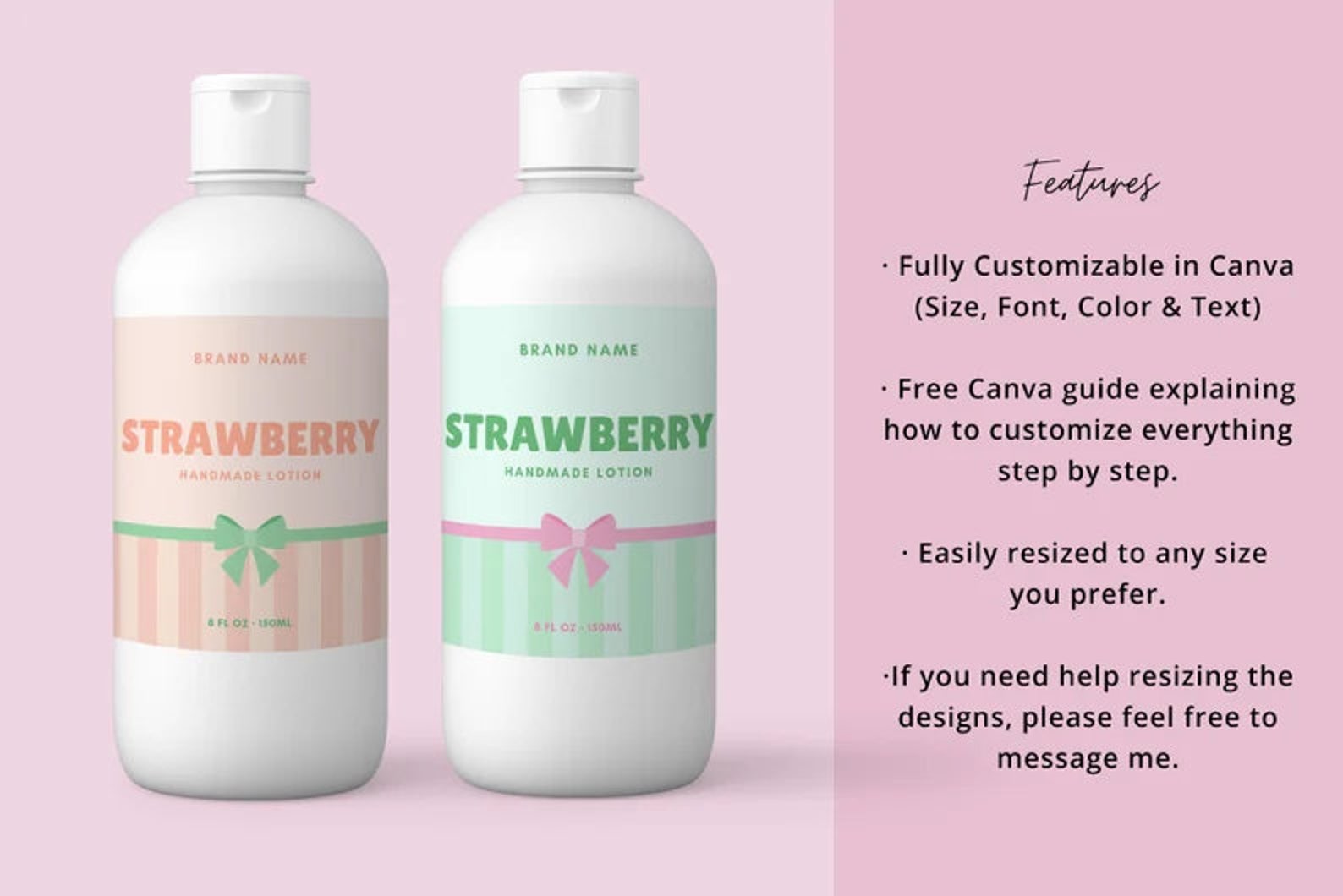 Fully Editable Body Product Label Template 4 Sizes DIY - Etsy