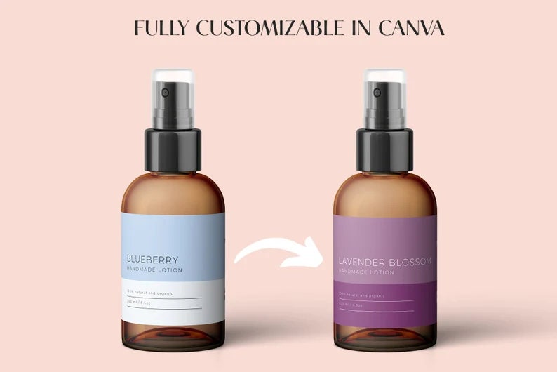 Fully Editable Body Product Label Template 4 Sizes DIY Elegant Cosmetic ...