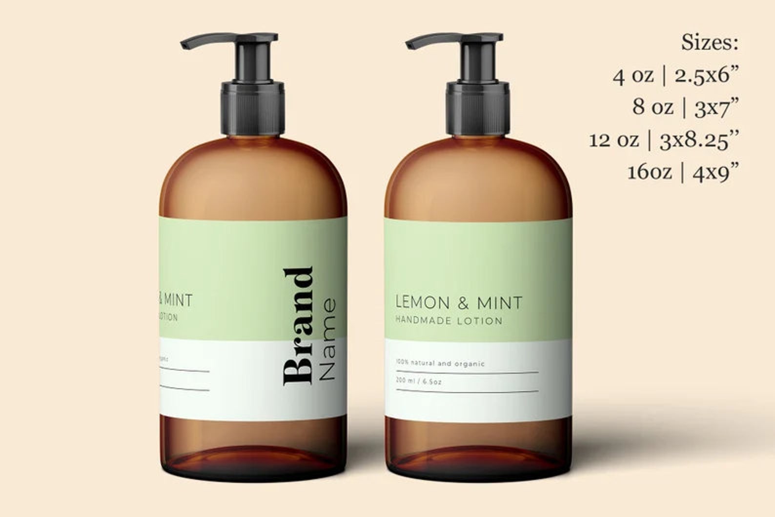 Fully Editable Body Product Label Template 4 Sizes DIY Elegant Cosmetic ...