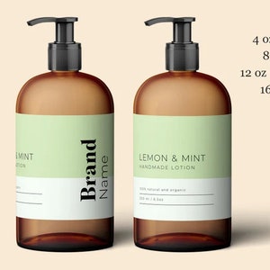 Fully Editable Body Product Label Template 4 Sizes DIY Elegant Cosmetic ...