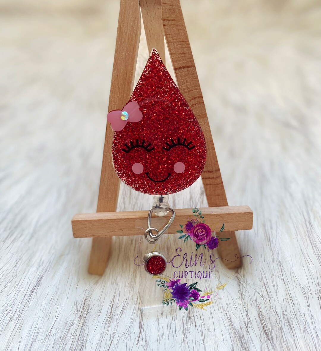 Cute Blood Drop Phlebotomy Nurse Glitter Badge Reel, Lanyard, Custom ...
