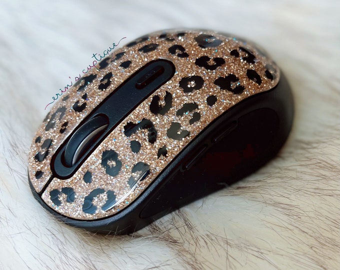 Glitter Leopard Wireless Computer Mouse, Glitter Office Supplies ...
