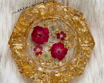 Floral Ashtray, Custom Resin Ashtray, Pressed Flower Ashtray, Trinket ...
