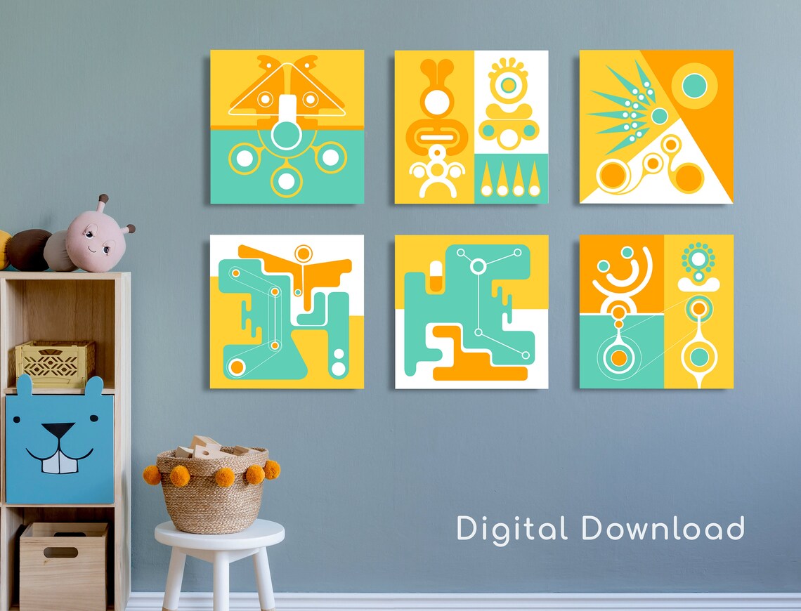 Abstract Imagination Art for Children, What Do You See? Kids Room Decor ...