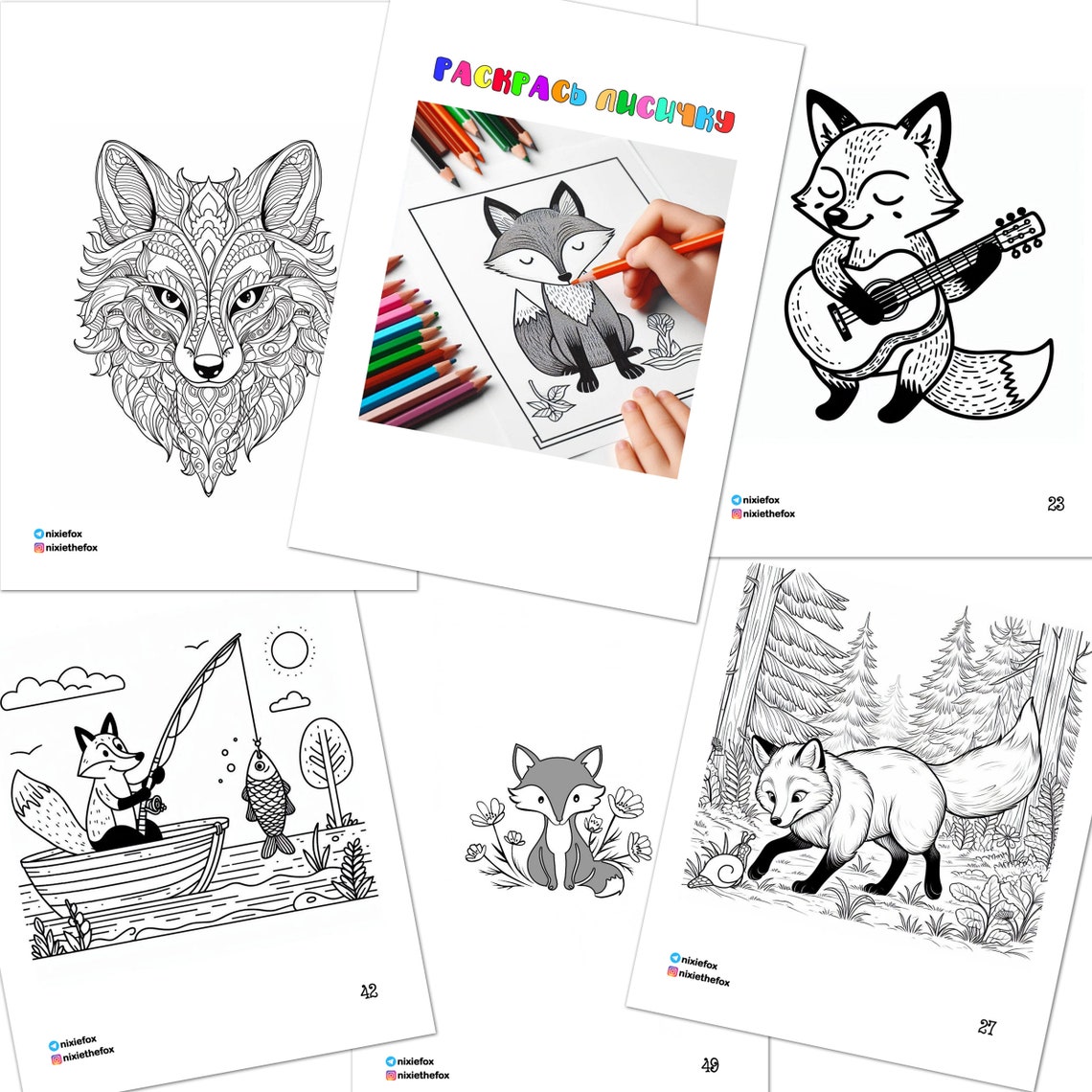 100 Fox Coloring Pages. 2024 (PDF) Digital Version - Etsy