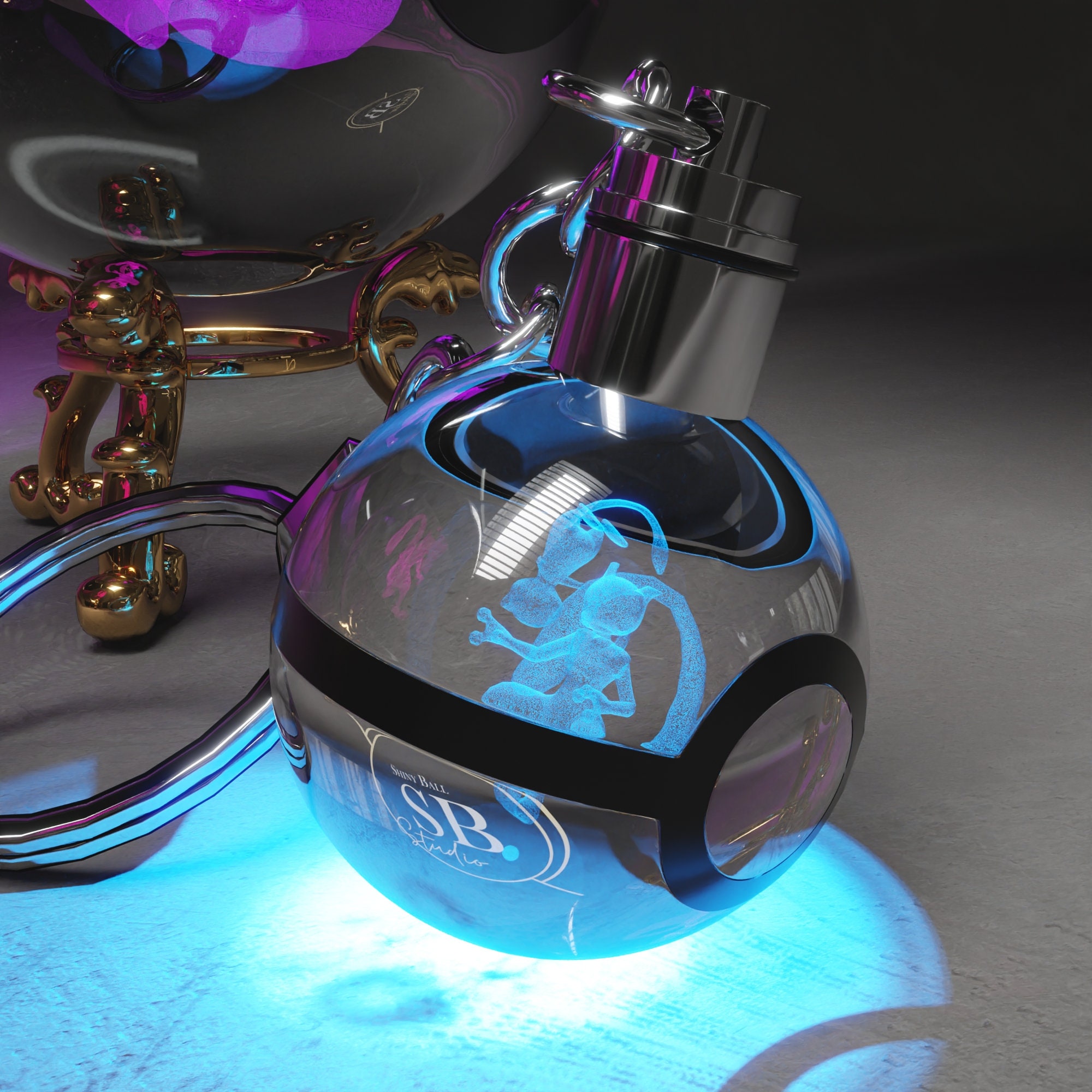 Shiny Ball Crystal Pokeball Mewtwo and Mew pokemon gifts | Etsy