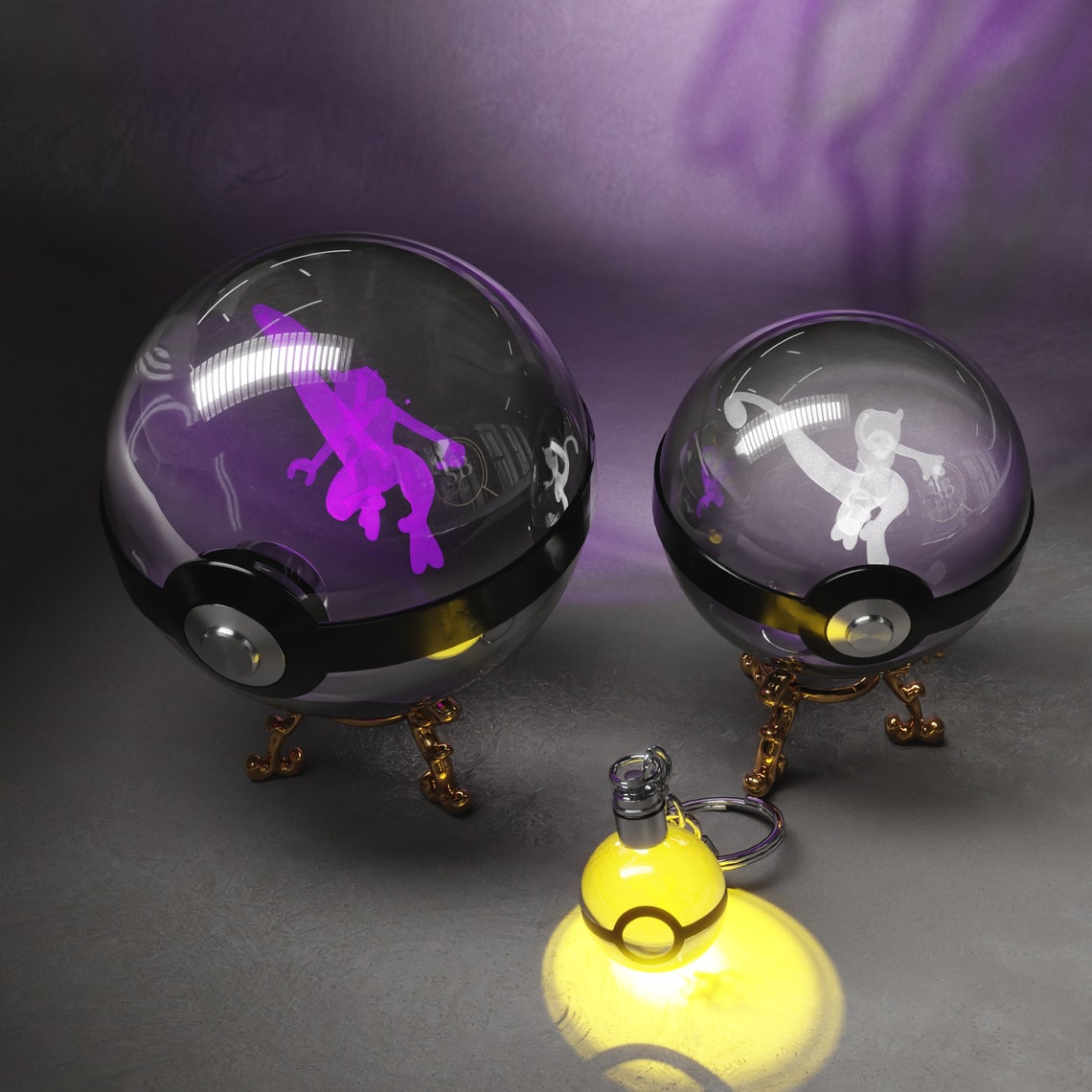 Mewtwo Pokeball Crystal Shiny Ball Crystal Pokeball Mewtwo | Etsy