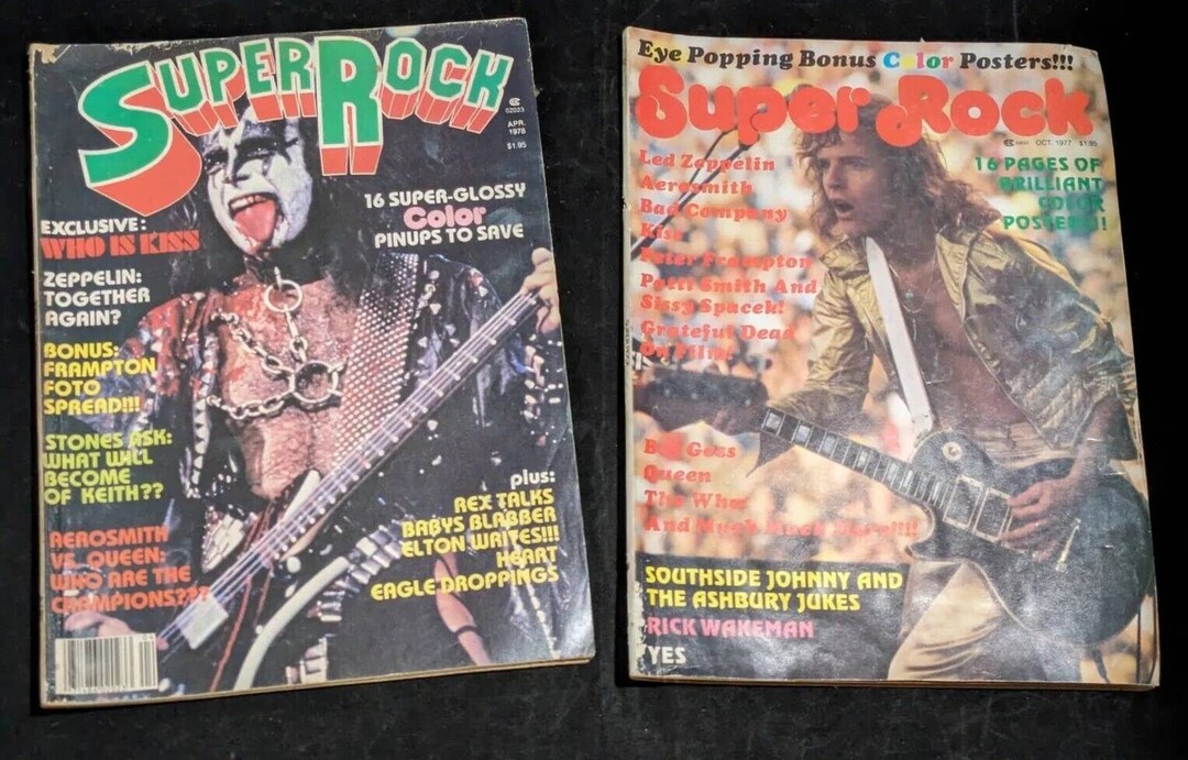 Super Rock Magazine 1977 Peter Frampton 1978 Kiss Complete Glossy ...