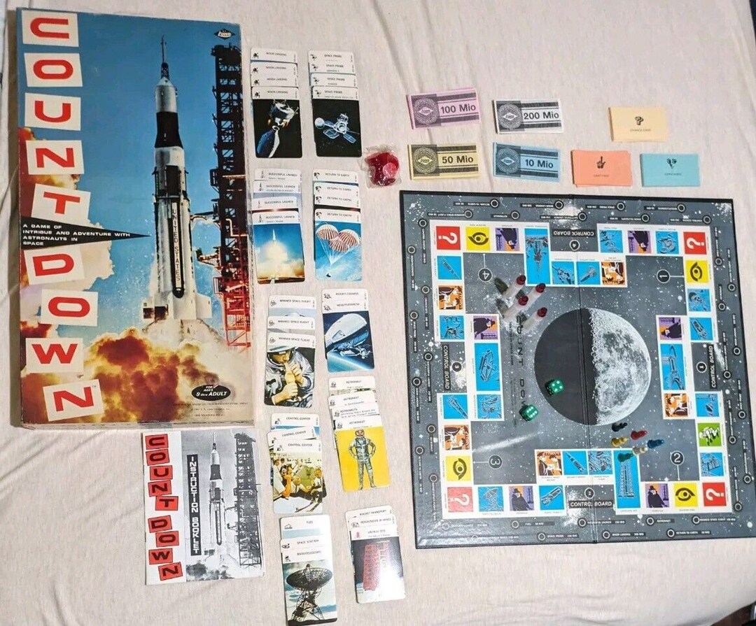 1967 E.S. Lowe Countdown Board Game Adventure in Space 100% COMPLETE ...