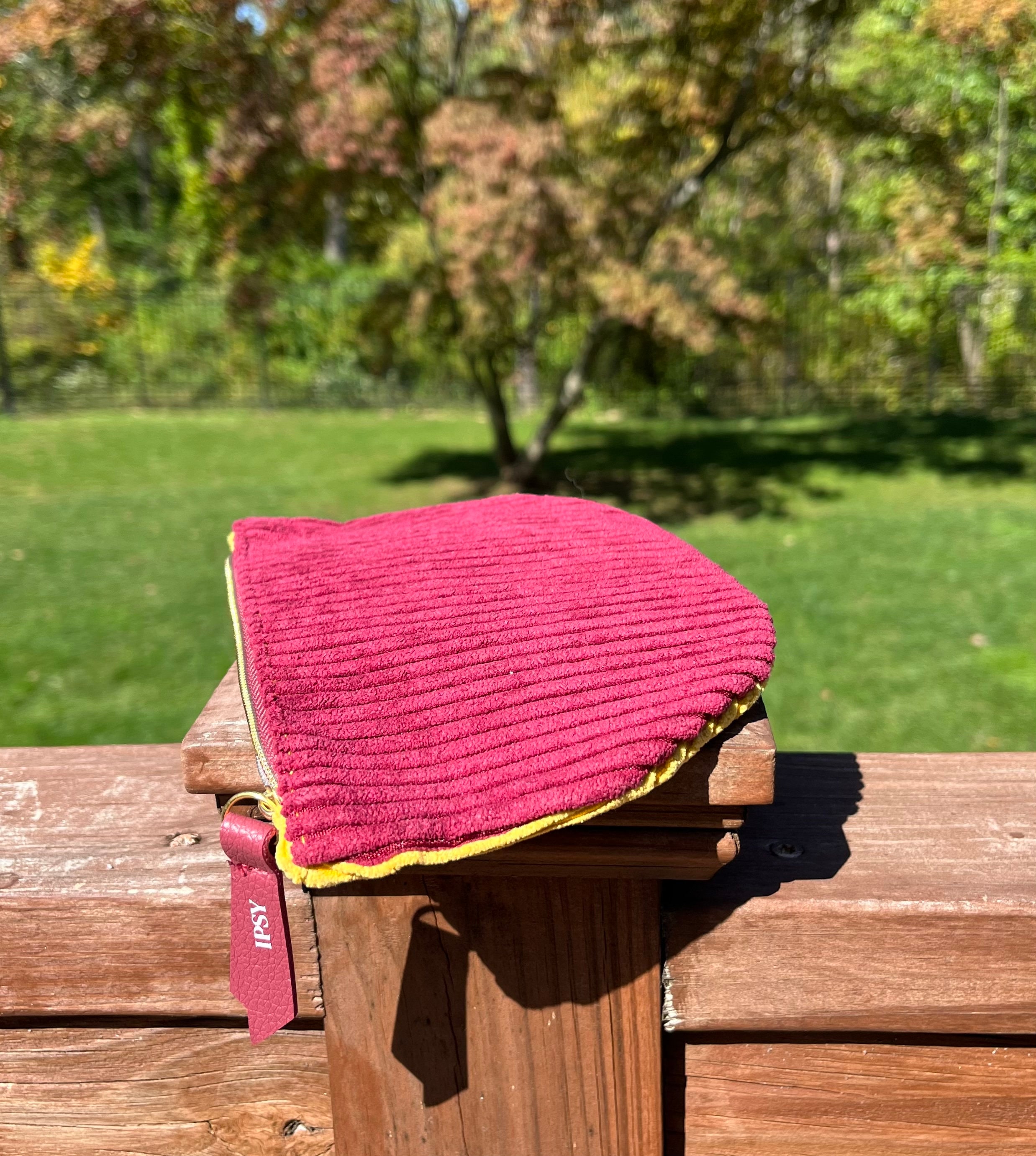 Velvet Ipsy Zipper Pouch Bag Burgundy Mustard Double Sided - Etsy