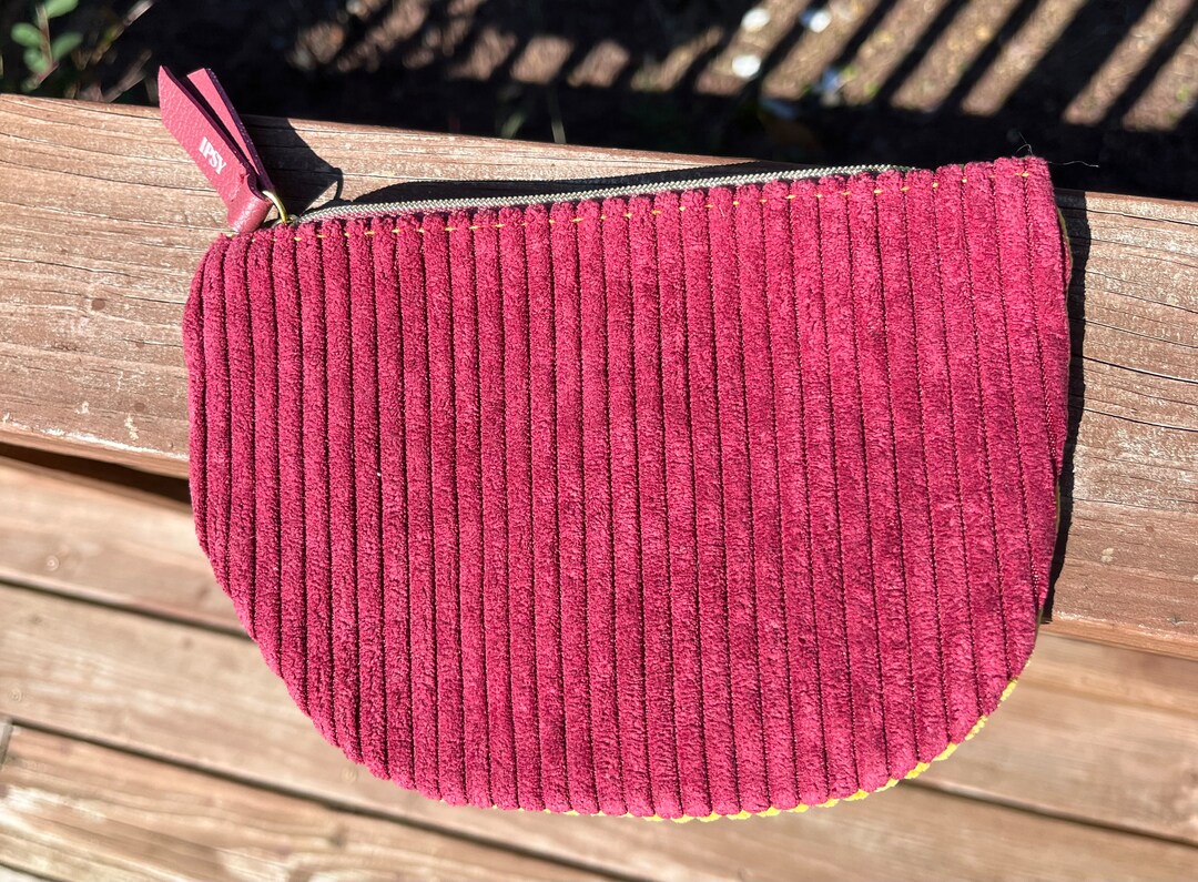 Velvet Ipsy Zipper Pouch Bag Burgundy Mustard Double Sided - Etsy
