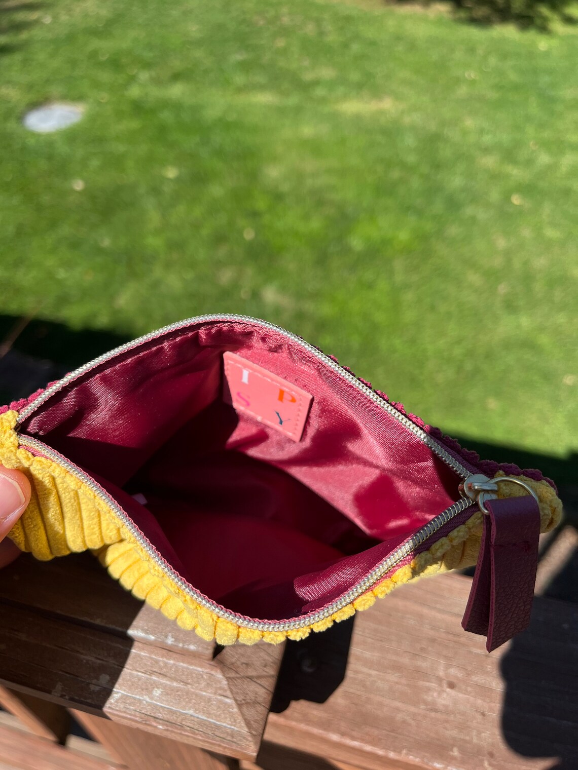 Velvet Ipsy Zipper Pouch Bag Burgundy Mustard Double Sided - Etsy