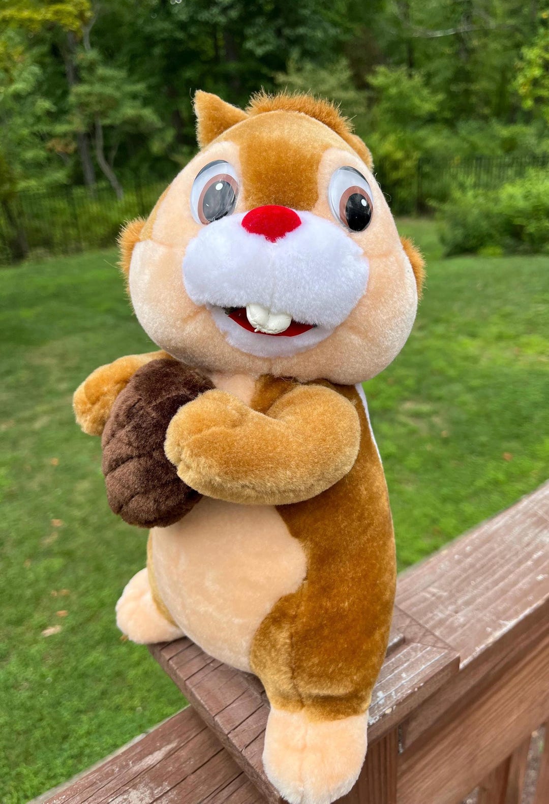 Vintage Chip and Dale Plush 12” Dale the Chipmunk Red Nose Disney ...