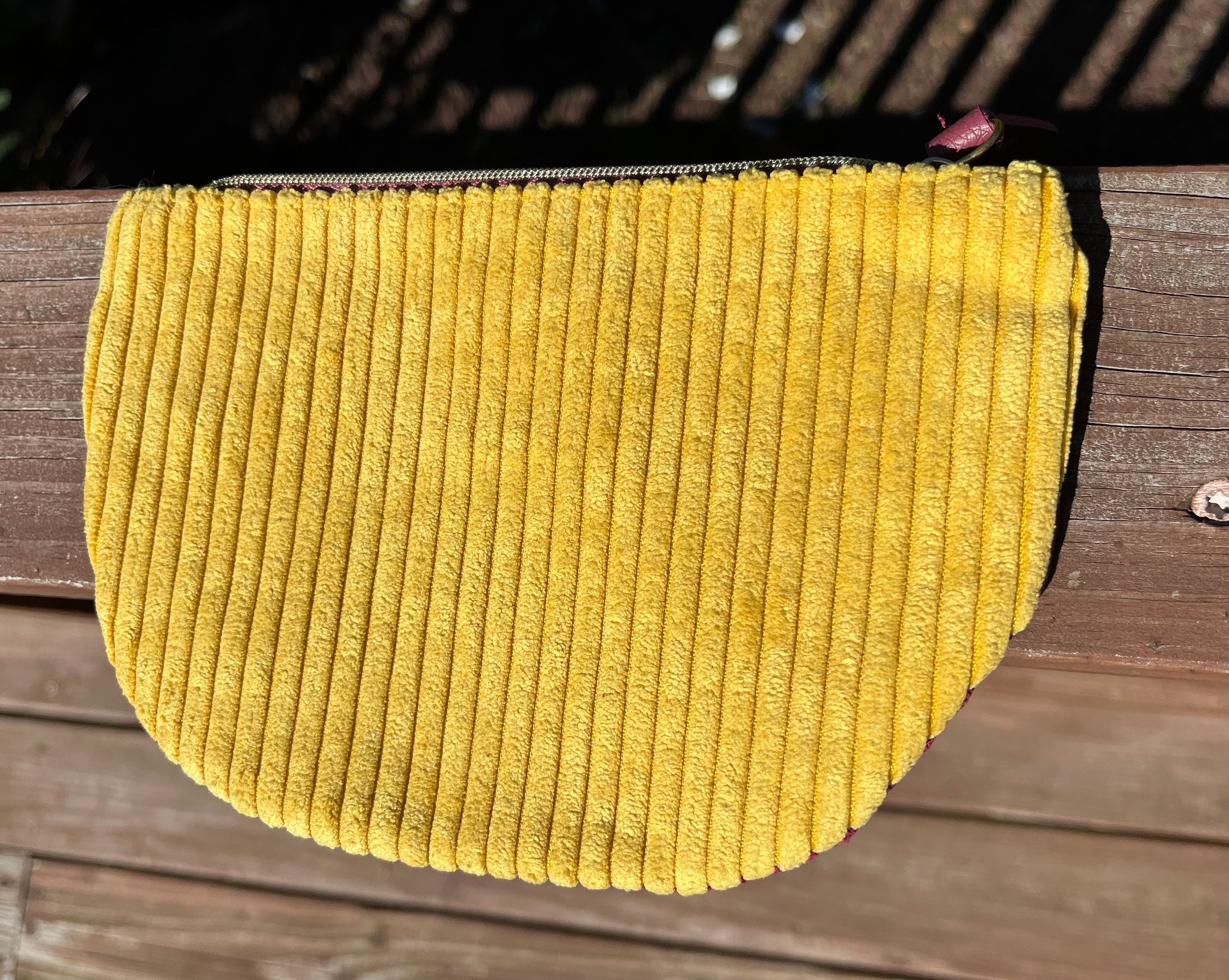 Velvet Ipsy Zipper Pouch Bag Burgundy Mustard Double Sided - Etsy