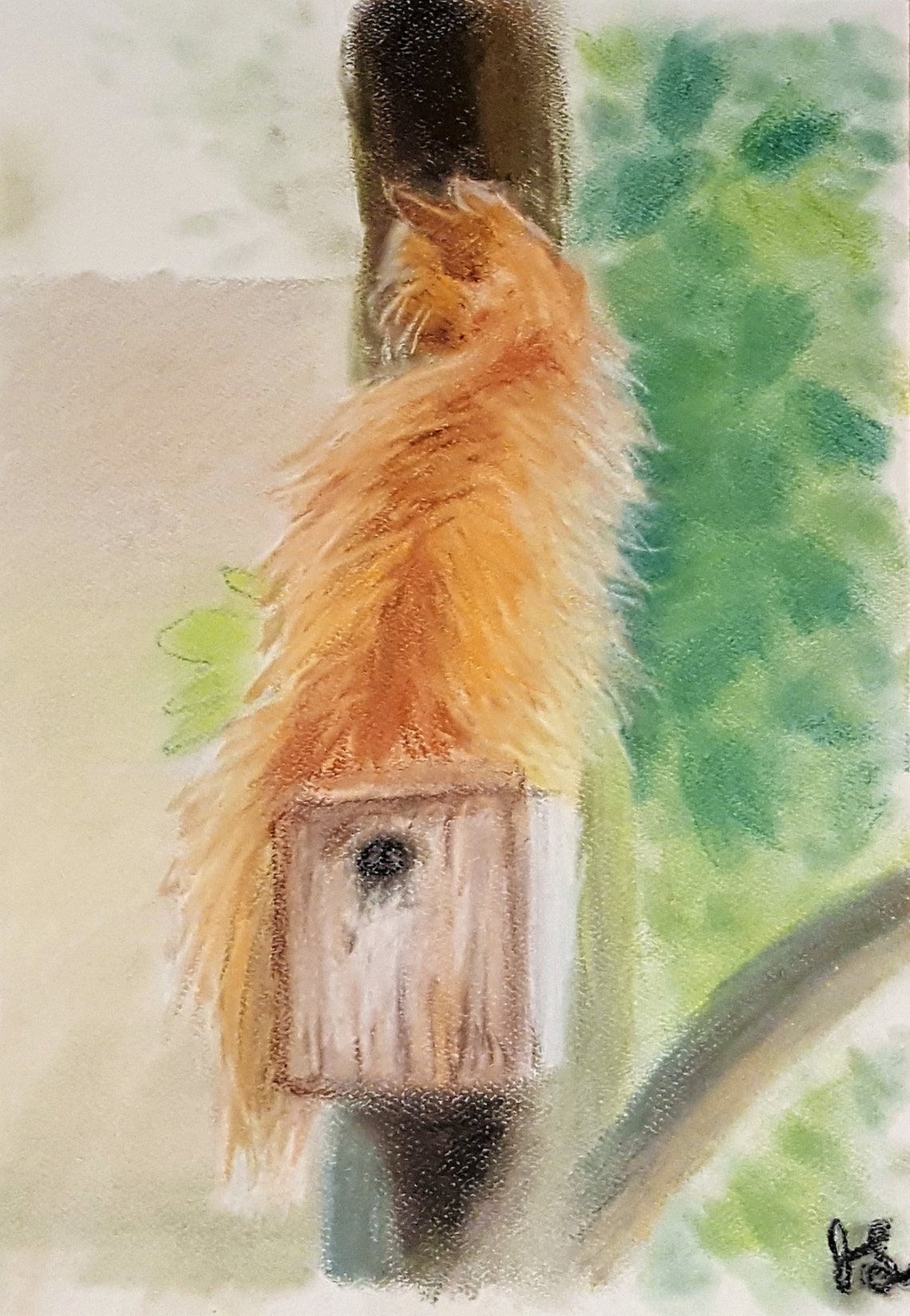 Cat on the Hunt Drawing Cat Art Animal Lovers Animal Art - Etsy