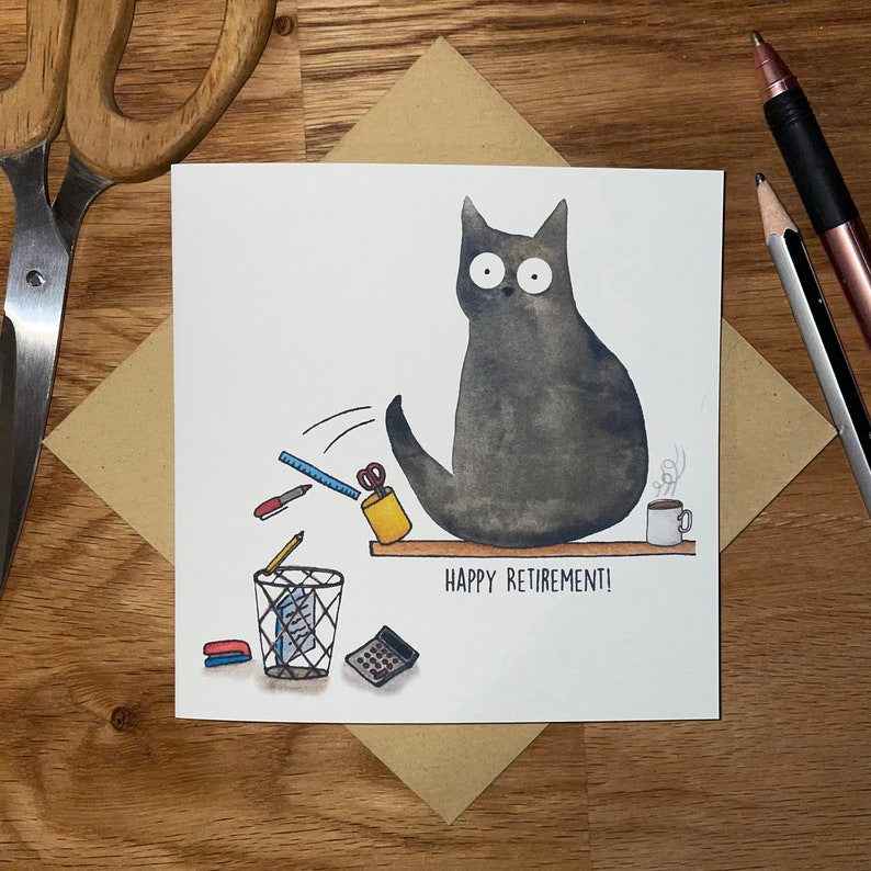 Retirement Card Happy Retirement Funny Retirement Card Cat - Etsy
