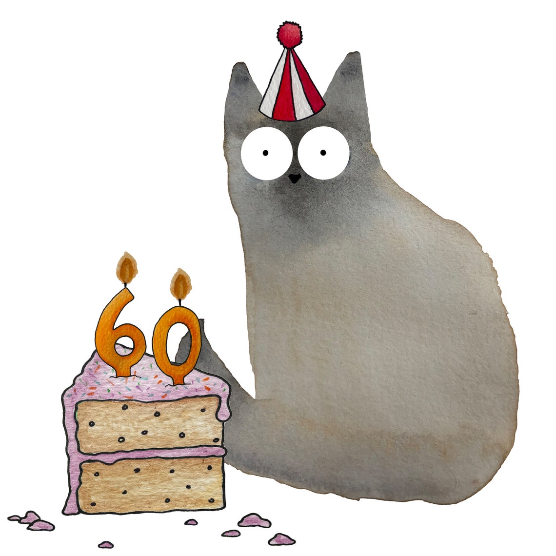 60th Birthday Card 60th Birthday Cat Card Cat Birthday Card - Etsy Australia