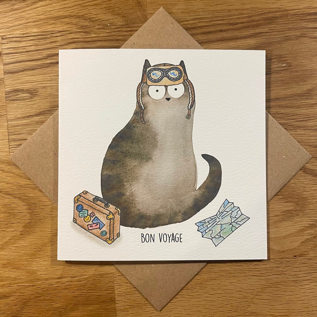 Bon Voyage Card, Cat Bon Voyage Card, Funny Cat Card. - Etsy