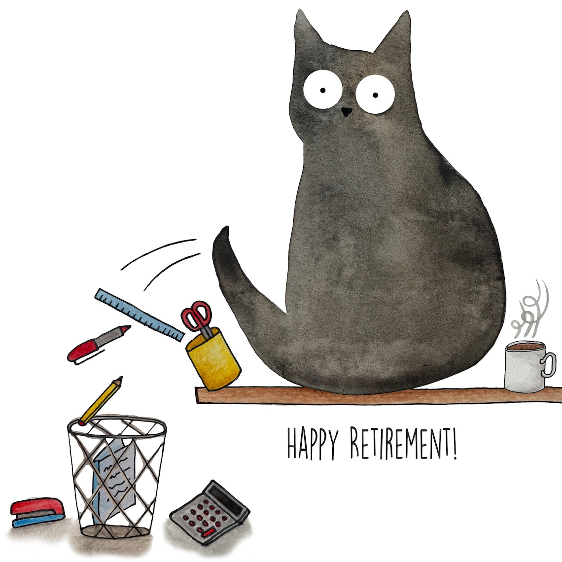 Retirement Card Happy Retirement Funny Retirement Card Cat - Etsy