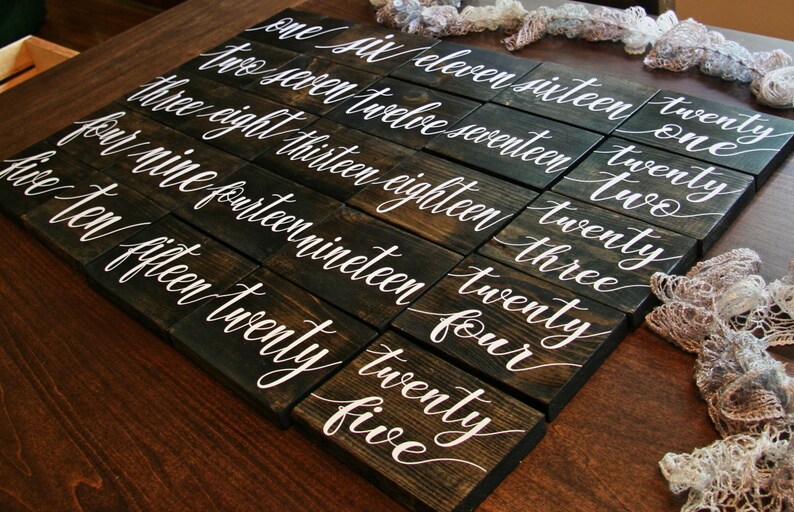 Rustic Farmhouse Wedding Event Wood Table Block Numbers - Your Stain ...