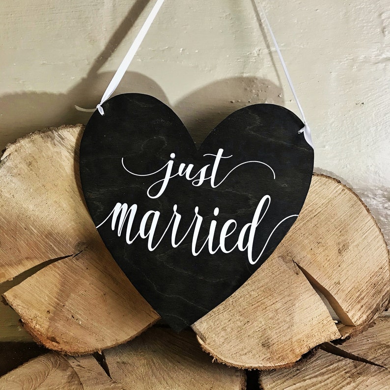 Custom Double Side Wedding Heart Shaped Wood Sign Just | Etsy