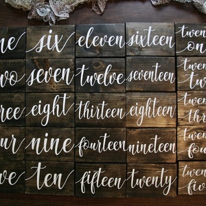 Rustic Farmhouse Wedding Event Wood Table Block Numbers - Your Stain ...