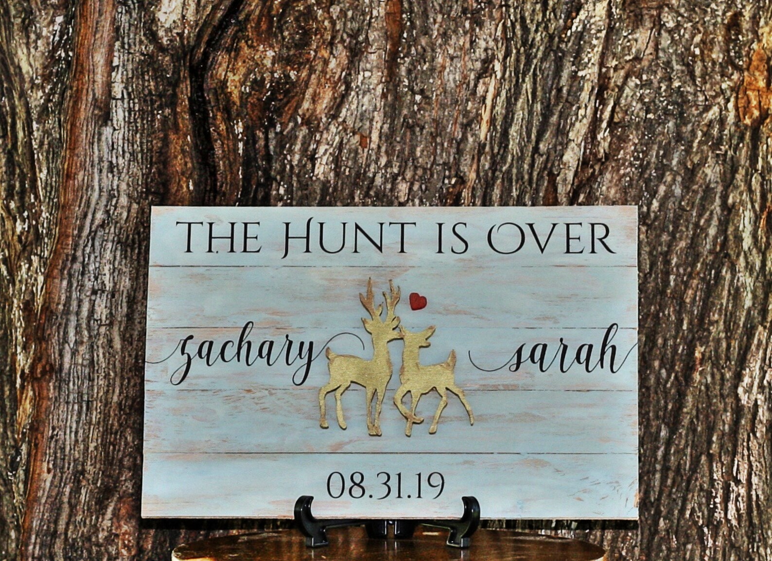 The Hunt is Over Rustic Wedding Custom Wood Sign Rehearsal - Etsy