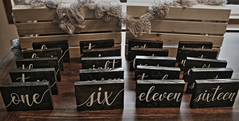 Rustic Farmhouse Wedding Event Wood Table Block Numbers - Your Stain ...