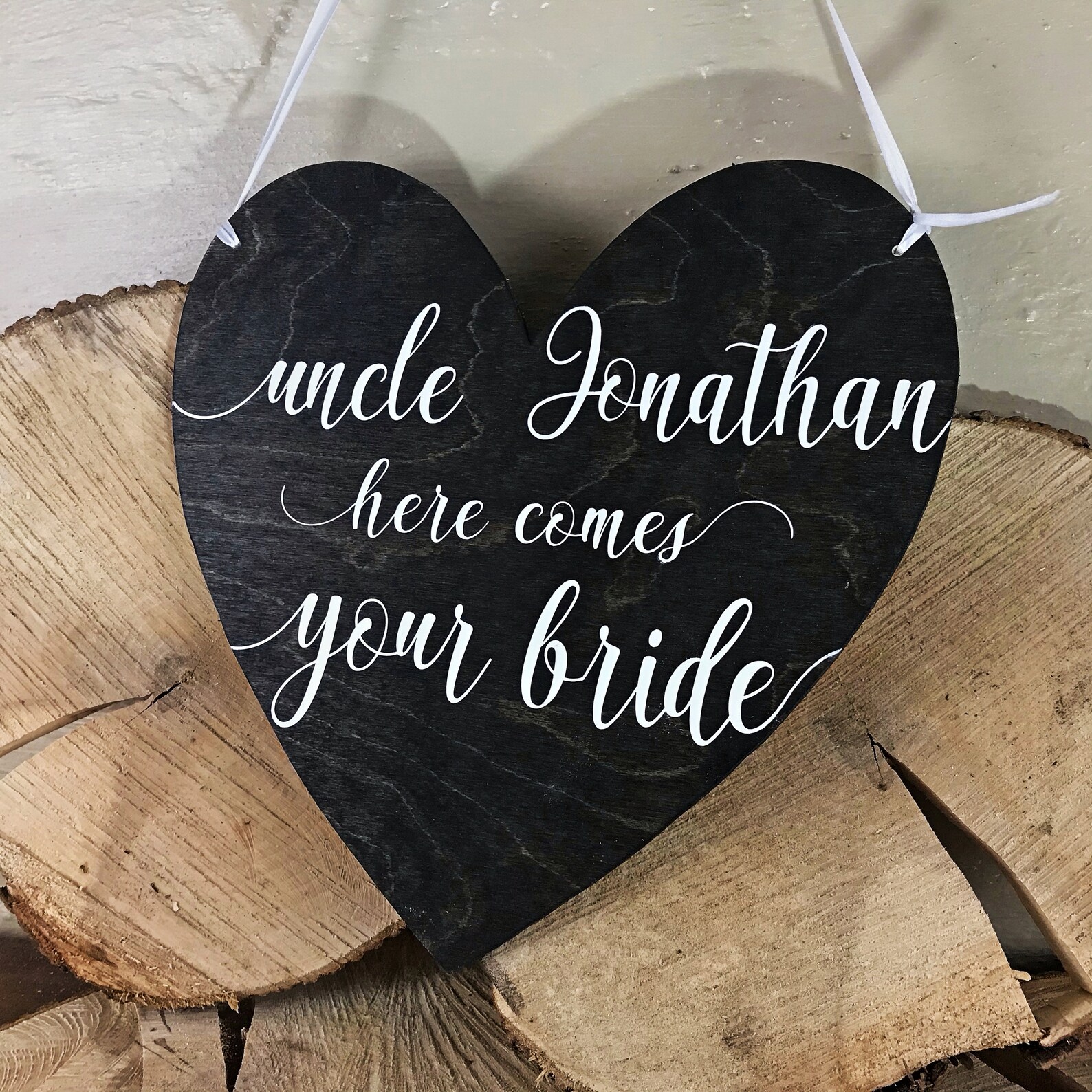 Custom Double Side Wedding Heart Shaped Wood Sign Just | Etsy