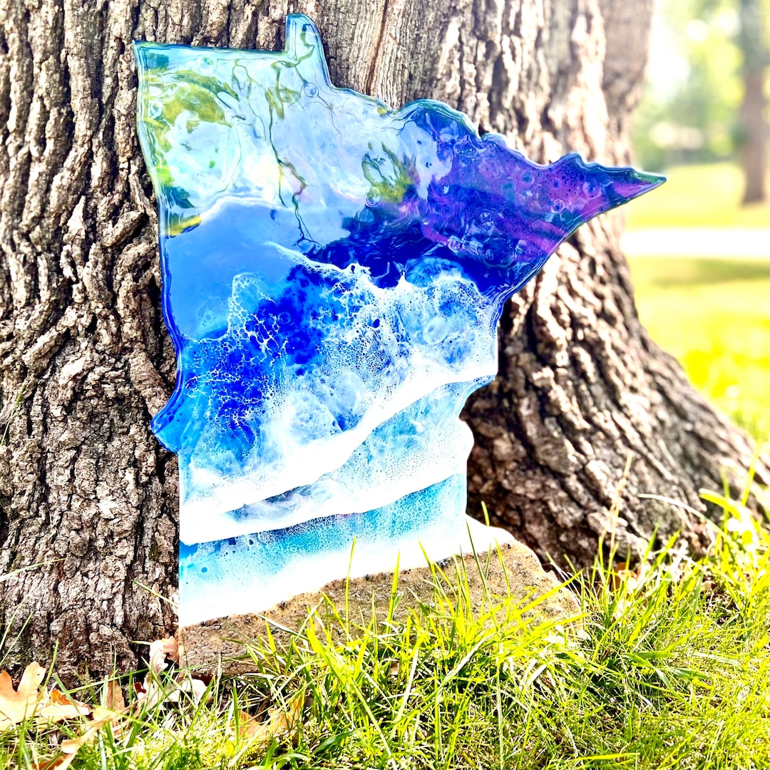 Epoxy Resin Ocean Waves Northern Lights Minnesota Shape Silhouette Cut ...