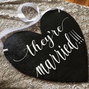 Custom Double Side Wedding Heart Shaped Wood Sign - Just Married - Here ...