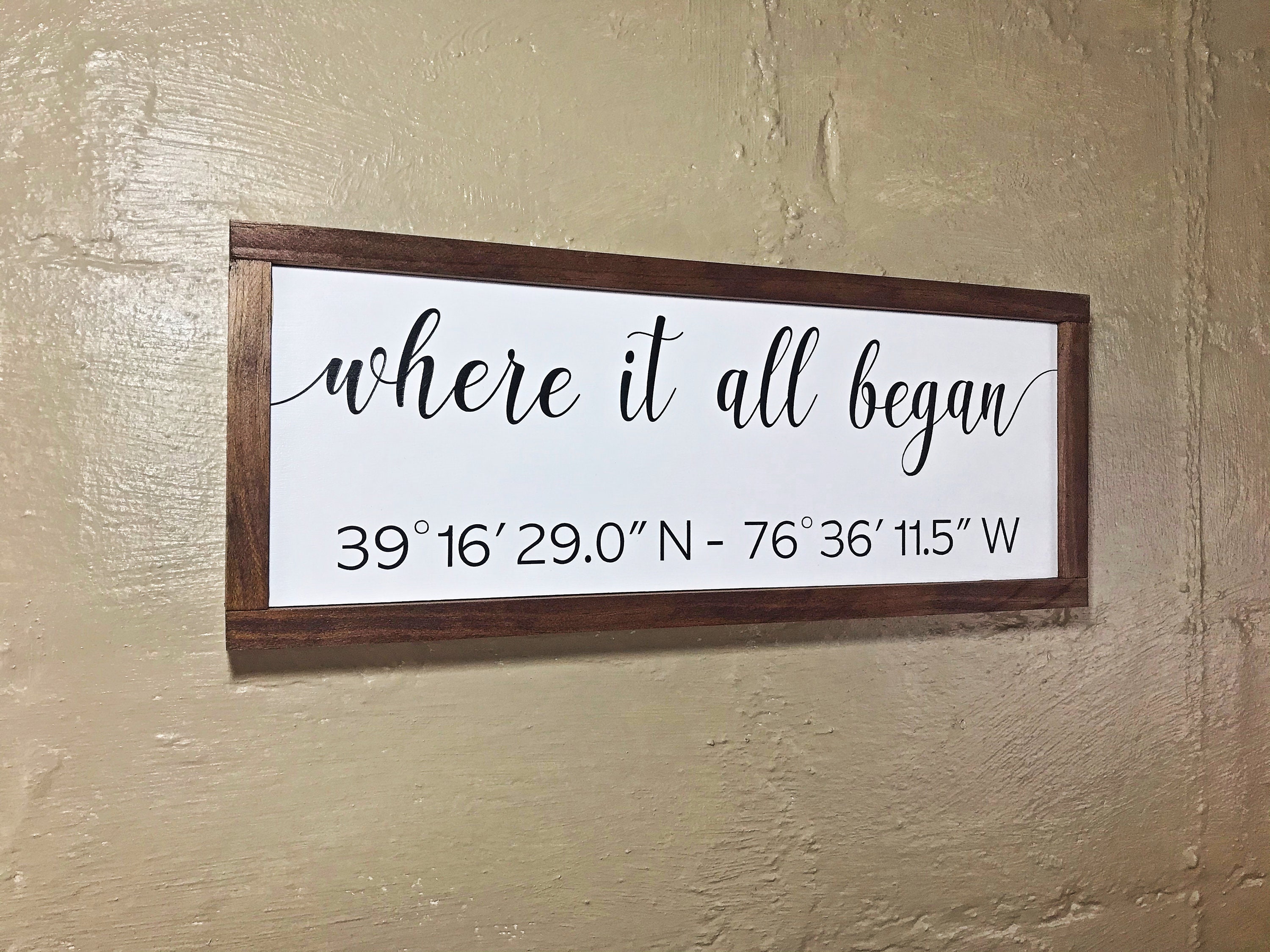 Where It All Began Where Our Story Began Framed Wood Sign | Etsy