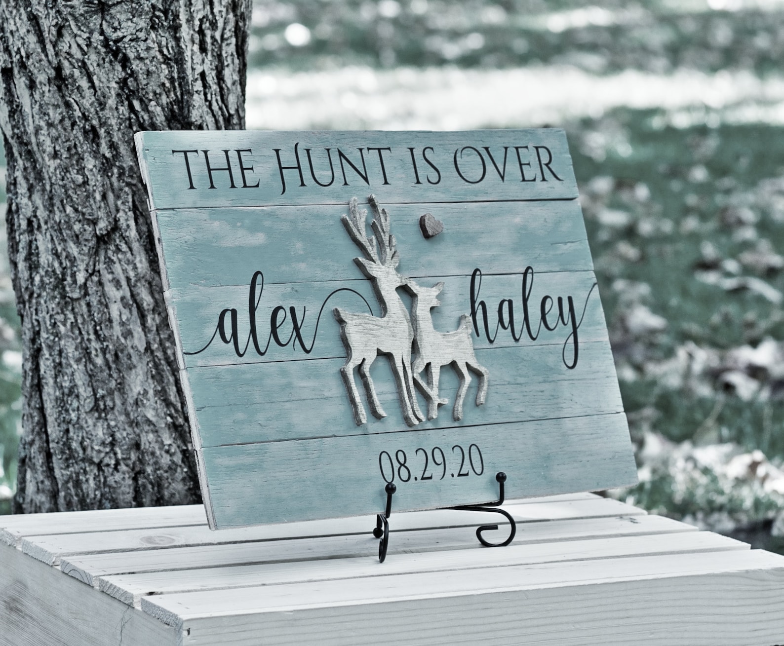 The Hunt is Over Rustic Wedding Custom Wood Sign Rehearsal - Etsy