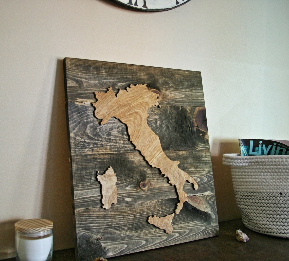 Custom Italy Italia Rustic Cut Out Wood Sign Any | Etsy