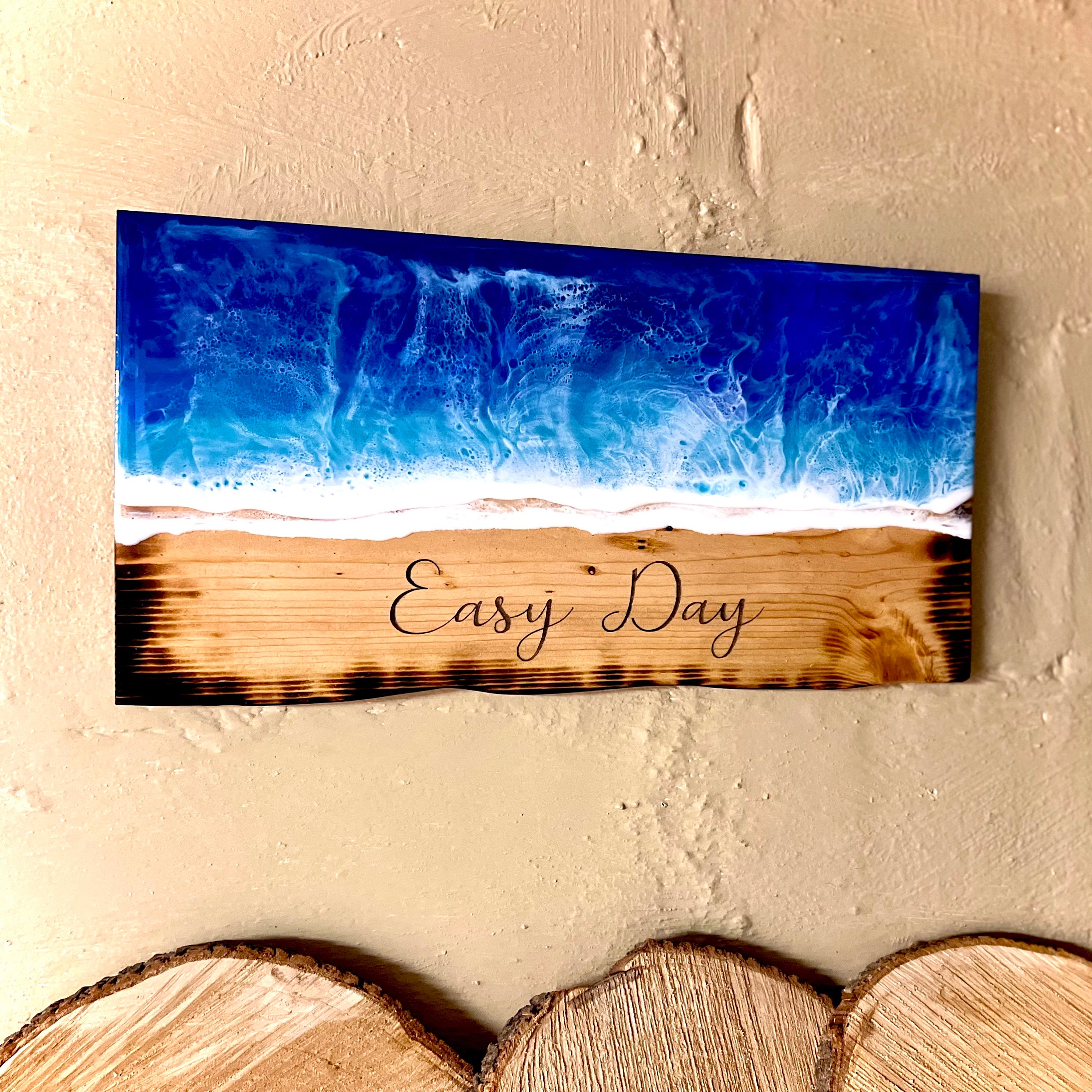 Custom Personalized Epoxy Resin Ocean Waves Wood Sign With Custom Quote ...