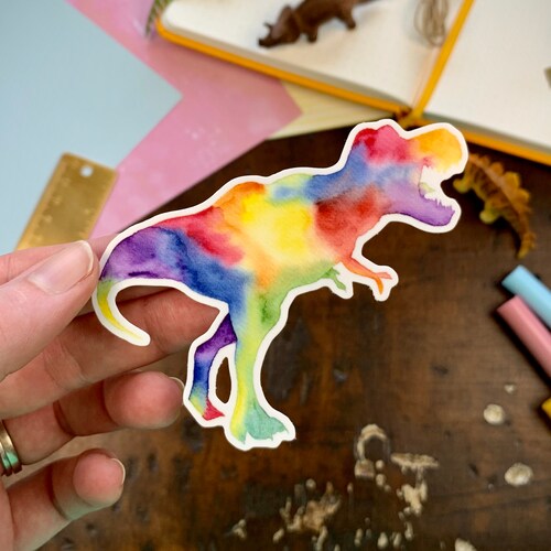 Rainbow T Rex Dinosaur Vinyl Sticker Tyrannosaurus Rex - Etsy