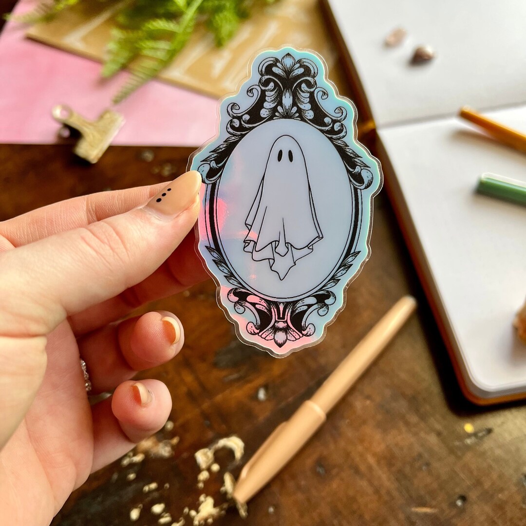 Holographic Glow in the Dark Ghost Vinyl Sticker | Laptop Decal ...