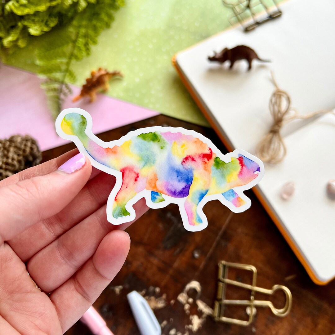 Rainbow Ankylosaurus Dinosaur Vinyl Sticker | Ankylosaurus Sticker ...