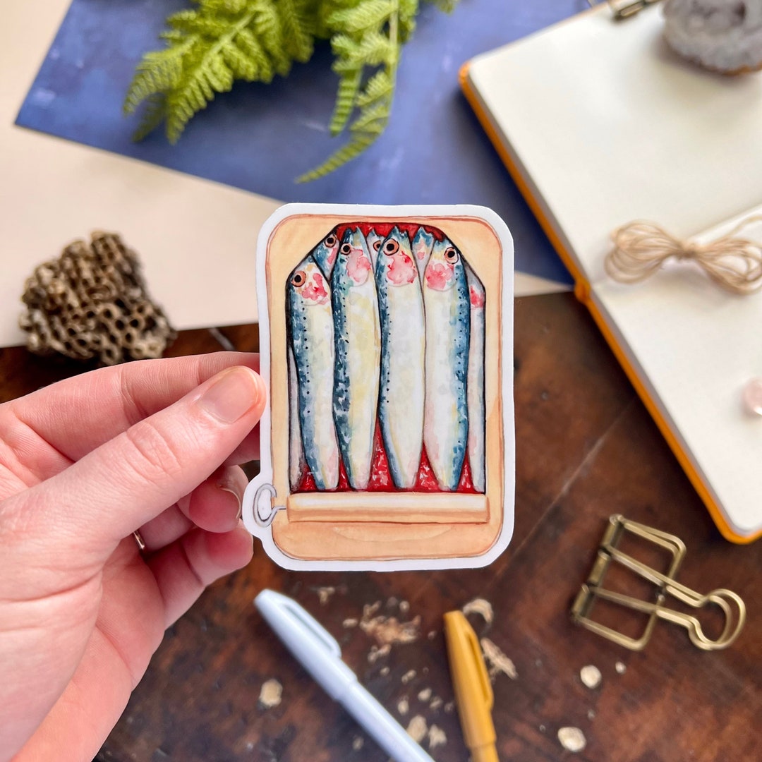 Packed Like Sardines Vinyl Sticker | Fish | Food | Laptop Decal ...