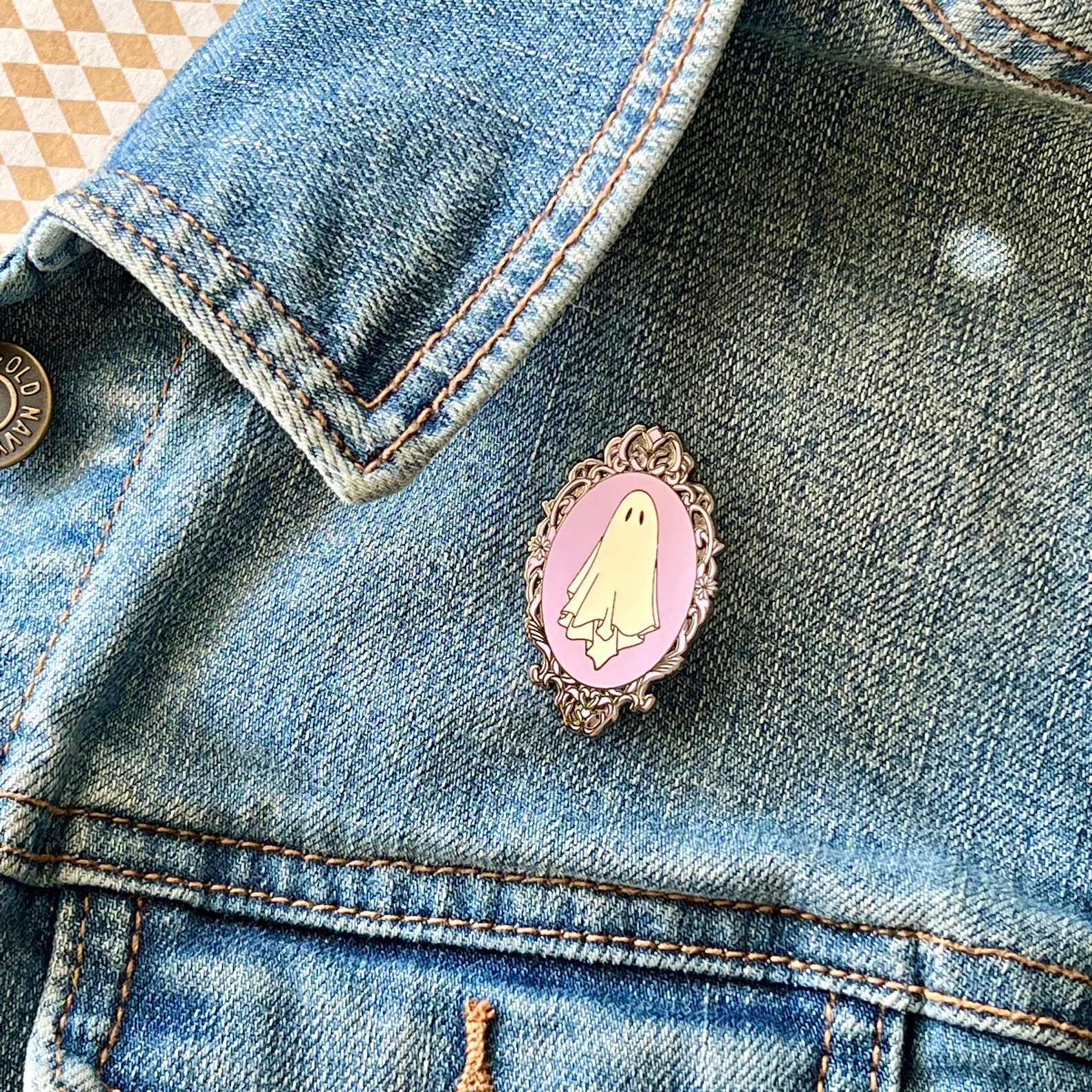 Victorian Ghost Glow in the Dark Enamel Pin Halloween Pins - Etsy