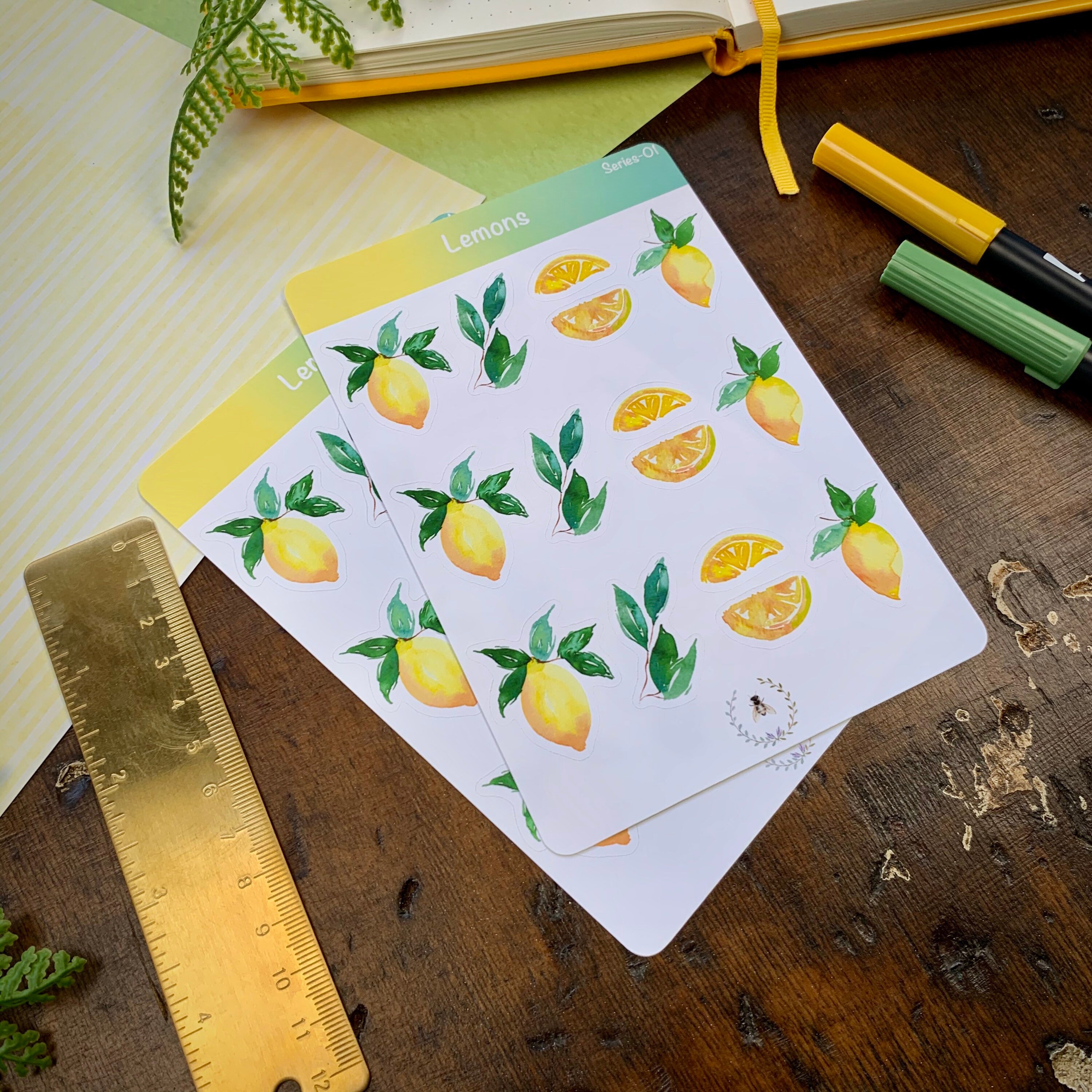 Hoja de pegatinas de limones limón primavera verano | Etsy
