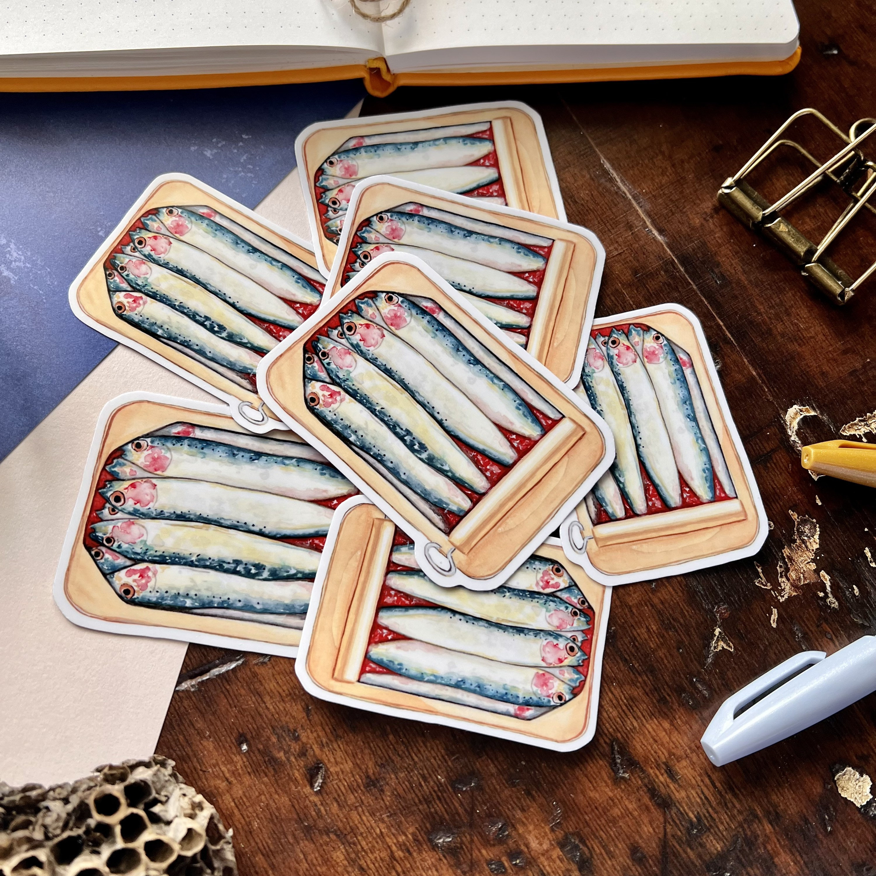 Packed Like Sardines Vinyl Sticker | Fish | Food | Laptop Decal ...