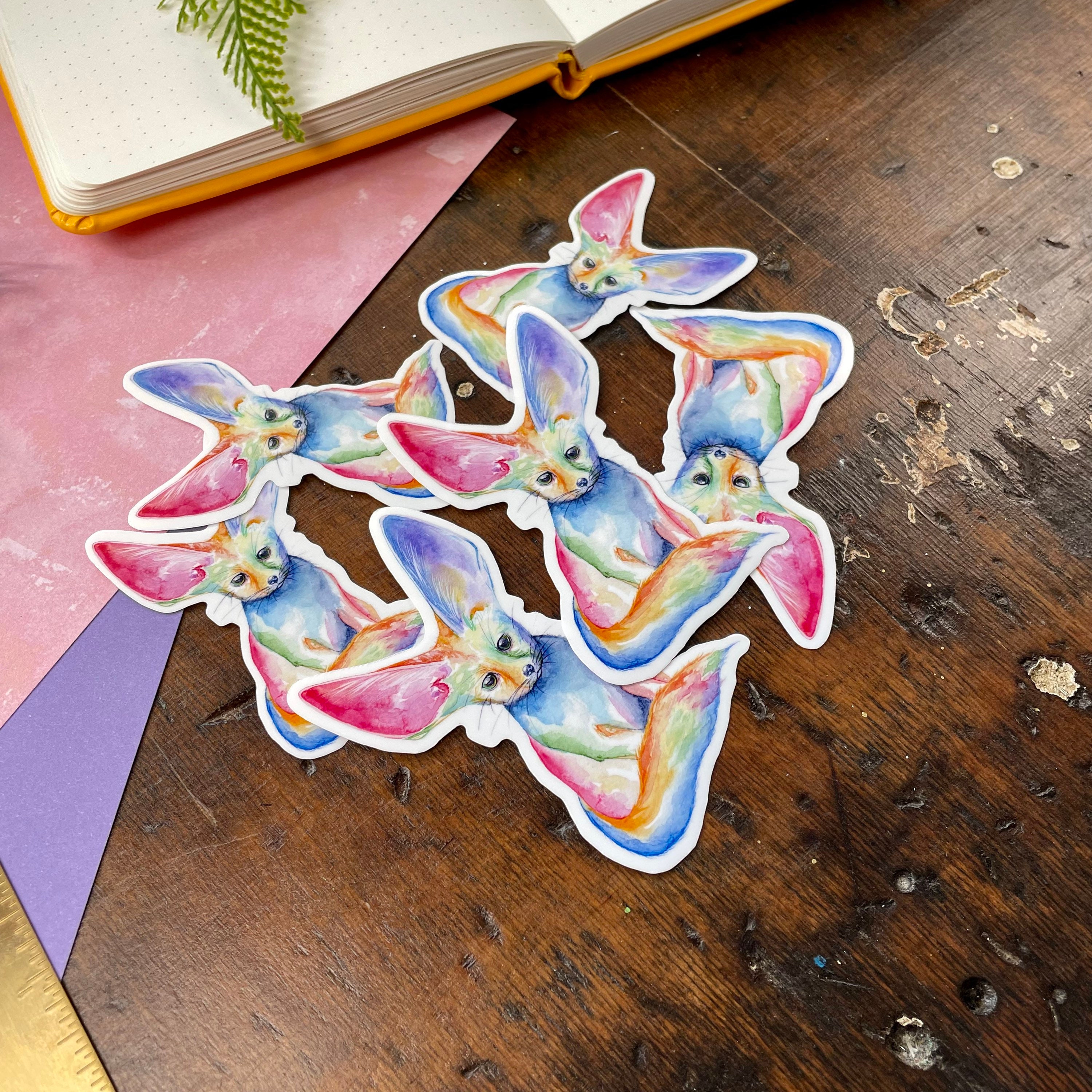 Rainbow Fennec Fox Vinyl Sticker Fox Sticker Baby Animal - Etsy